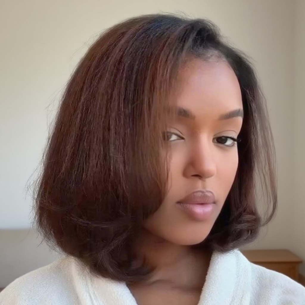 Glueless Human Hair 13x4 Lace Front Wigs Layered Ombre Bob Pre Cut Lac ...